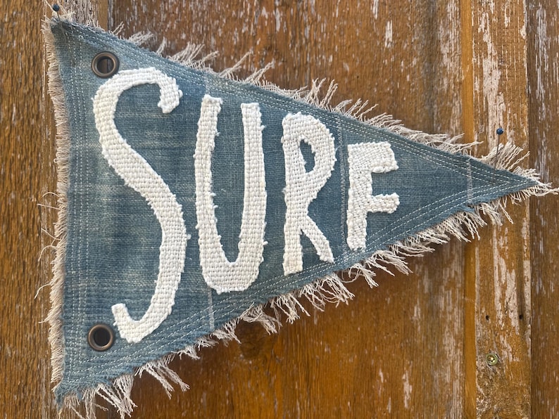 Vintage Inspired Surf Pennant: Upcycled African Mudcloth Flag - Etsy