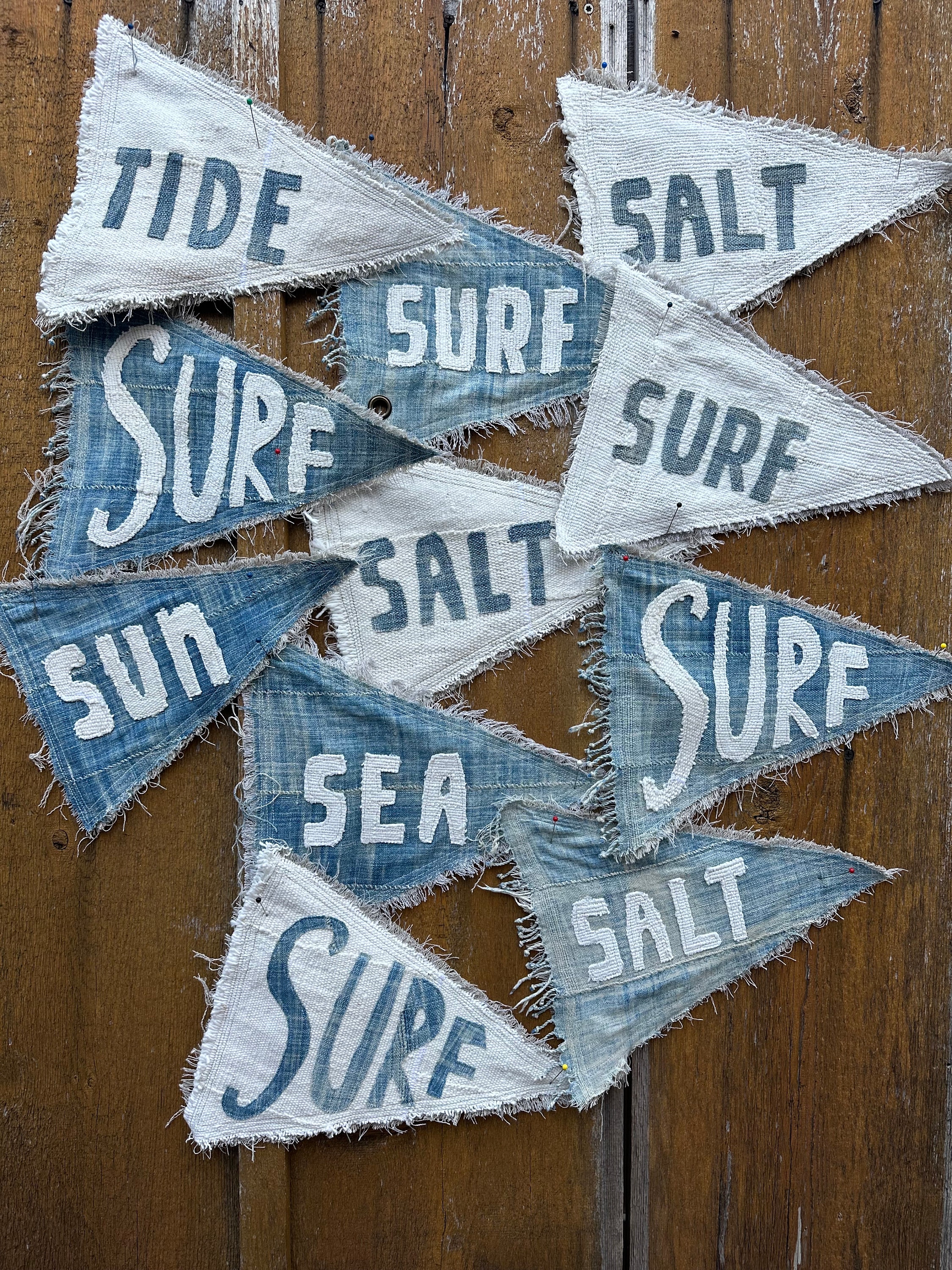 Vintage Inspired Surf Pennant: Upcycled African Mudcloth Flag - Etsy