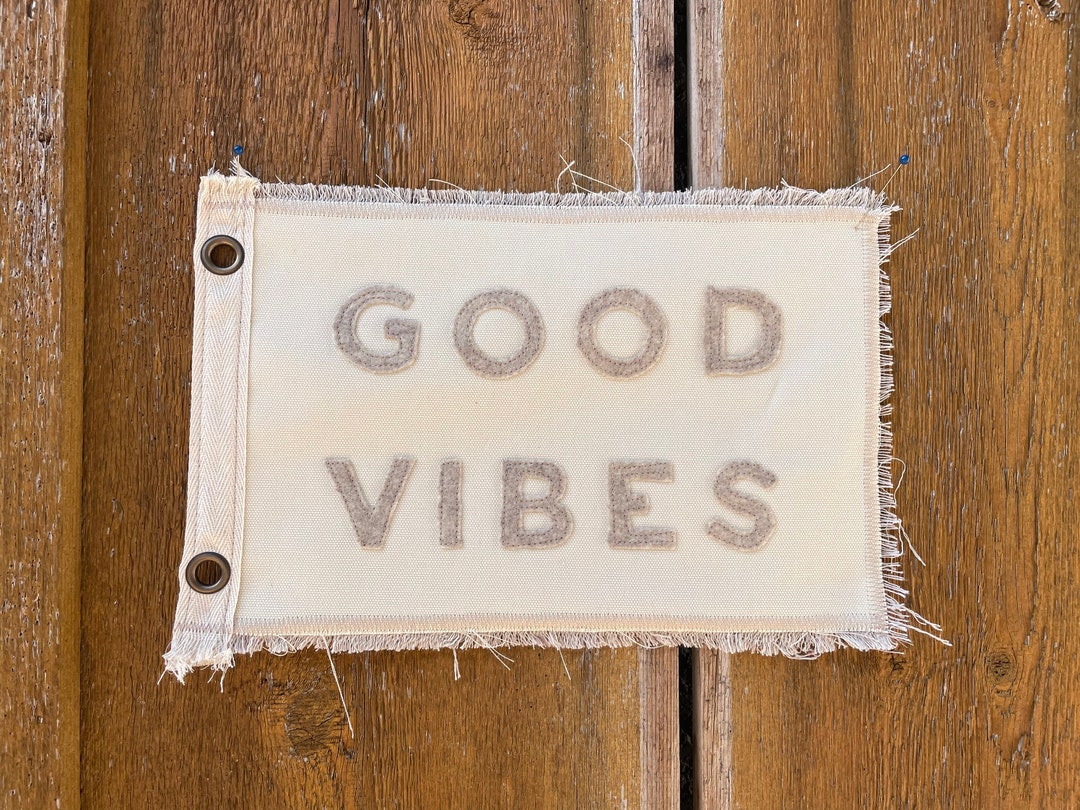 Vintage Inspired 'good Vibes' Canvas Camp Flag - Etsy