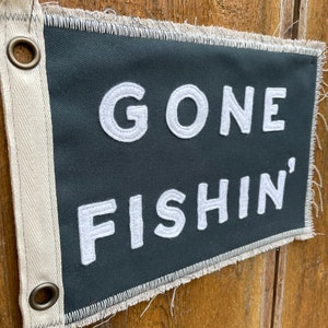 Vintage Inspired 'gone Fishin’' Camp Flag: Lake House Wall Decor - Etsy