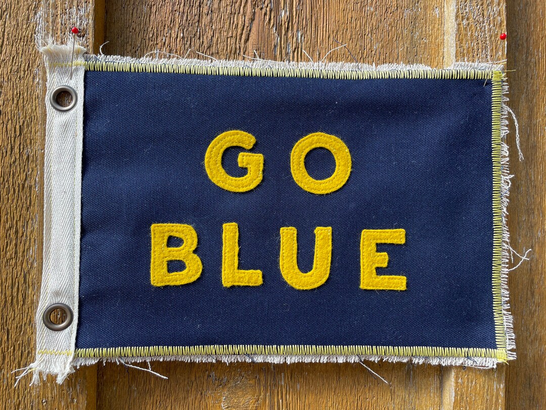 Vintage Inspired Dark Blue GO BLUE Camp Flag Banner University - Etsy