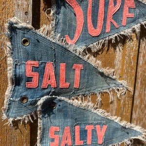 Vintage Inspired Pennant Surf Salt Upcycled Recycled Beach Flag ...