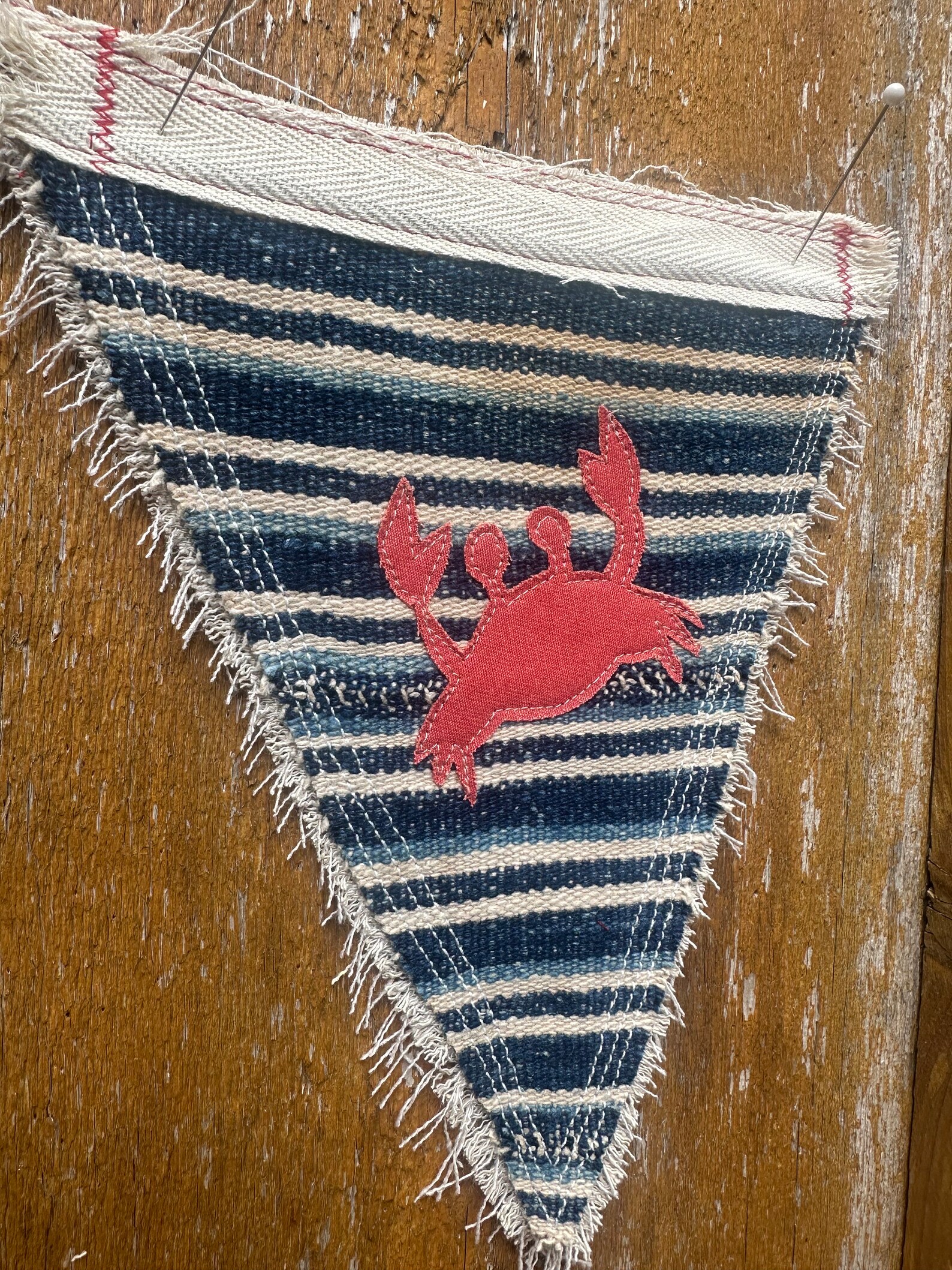 Vintage Inspired Crab Pennant: Red Canvas Nautical Decor - Etsy