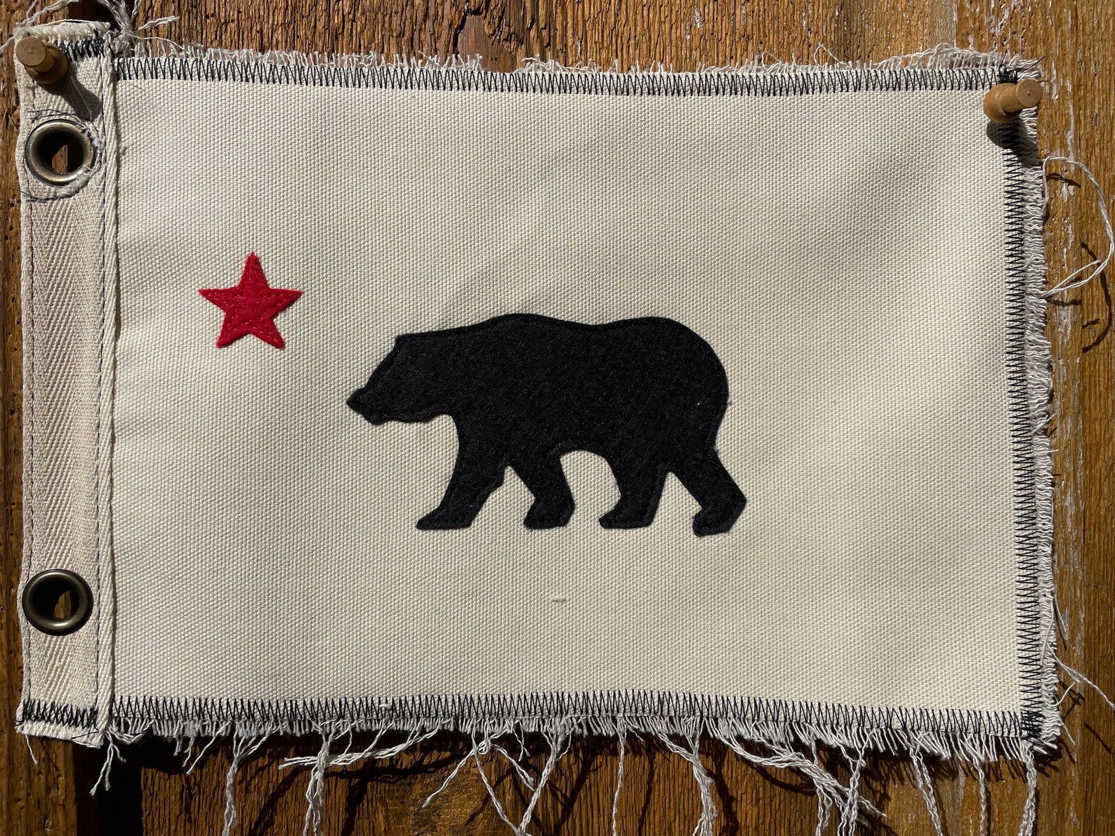 Vintage Inspired Cream Canvas Cali Bear Camp Flag California Bear State ...