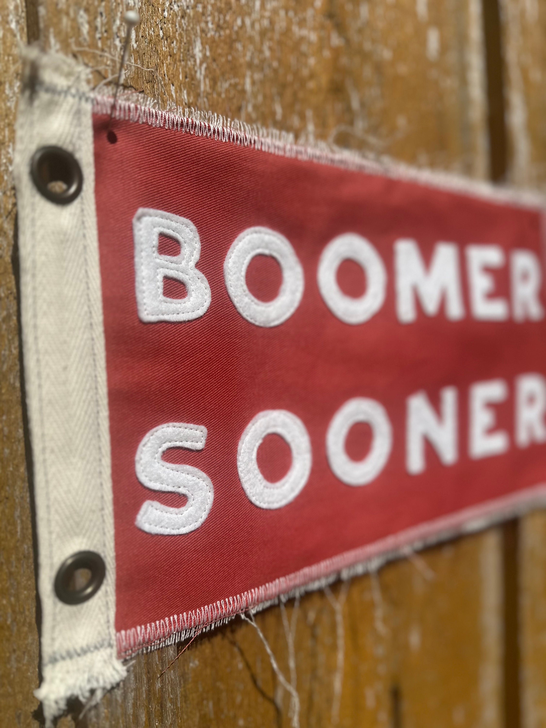 Vintage Inspired Oklahoma University Boomer Sooner Camp Flag Red and ...