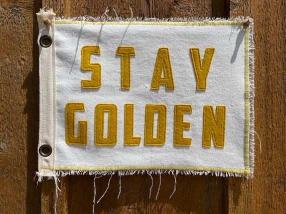 Vintage Inspired Pennant Camp Flag STAY GOLDEN 1980s Style - Etsy