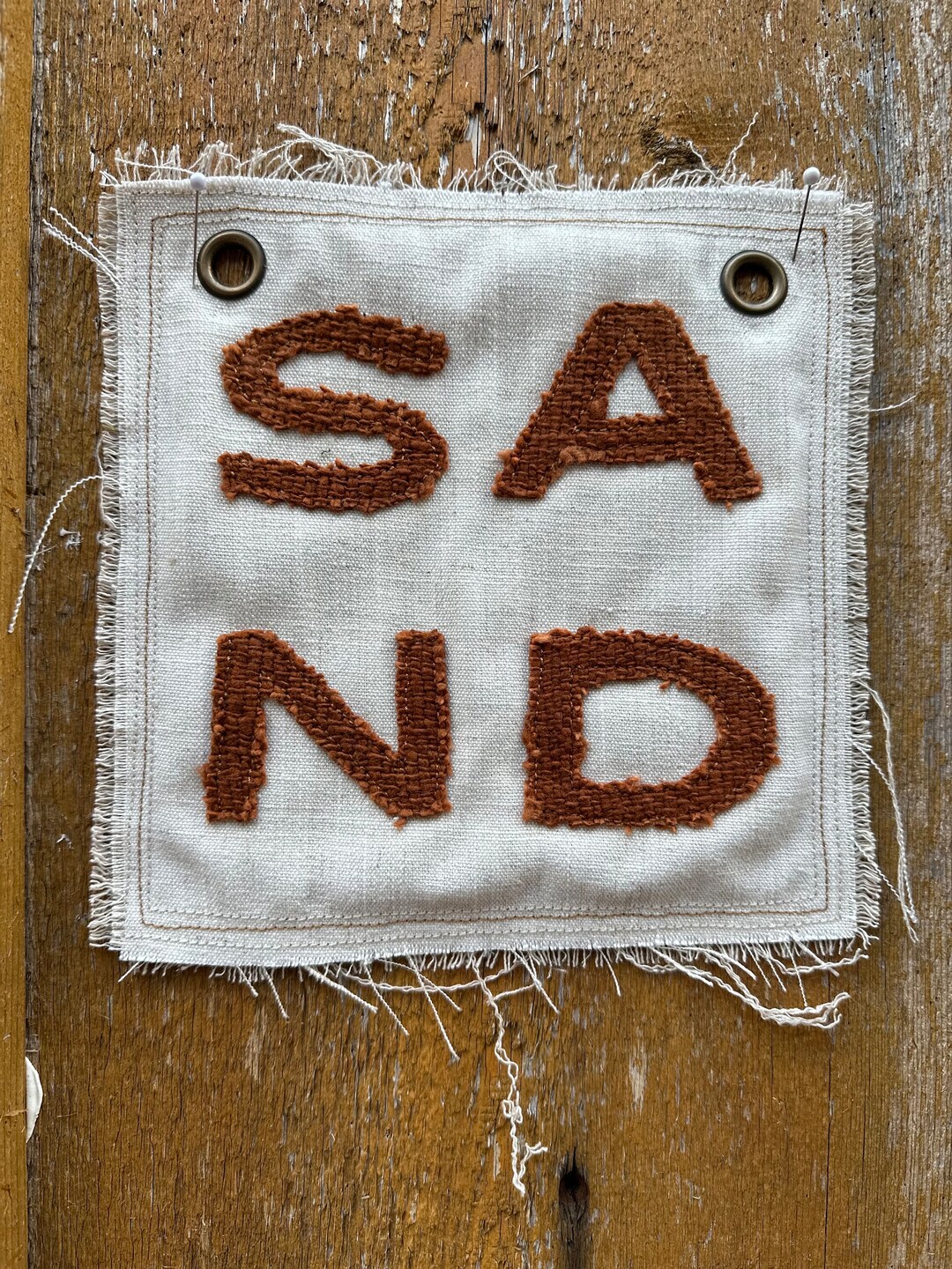 Vintage Inspired SAND Camp Flag Oatmeal Linen Chocolate Mudcloth Beach ...