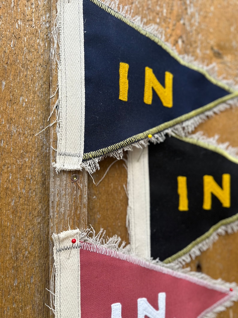Vintage Inspired Mini Indiana Pennant Flag: Upcycled Canvas - Etsy