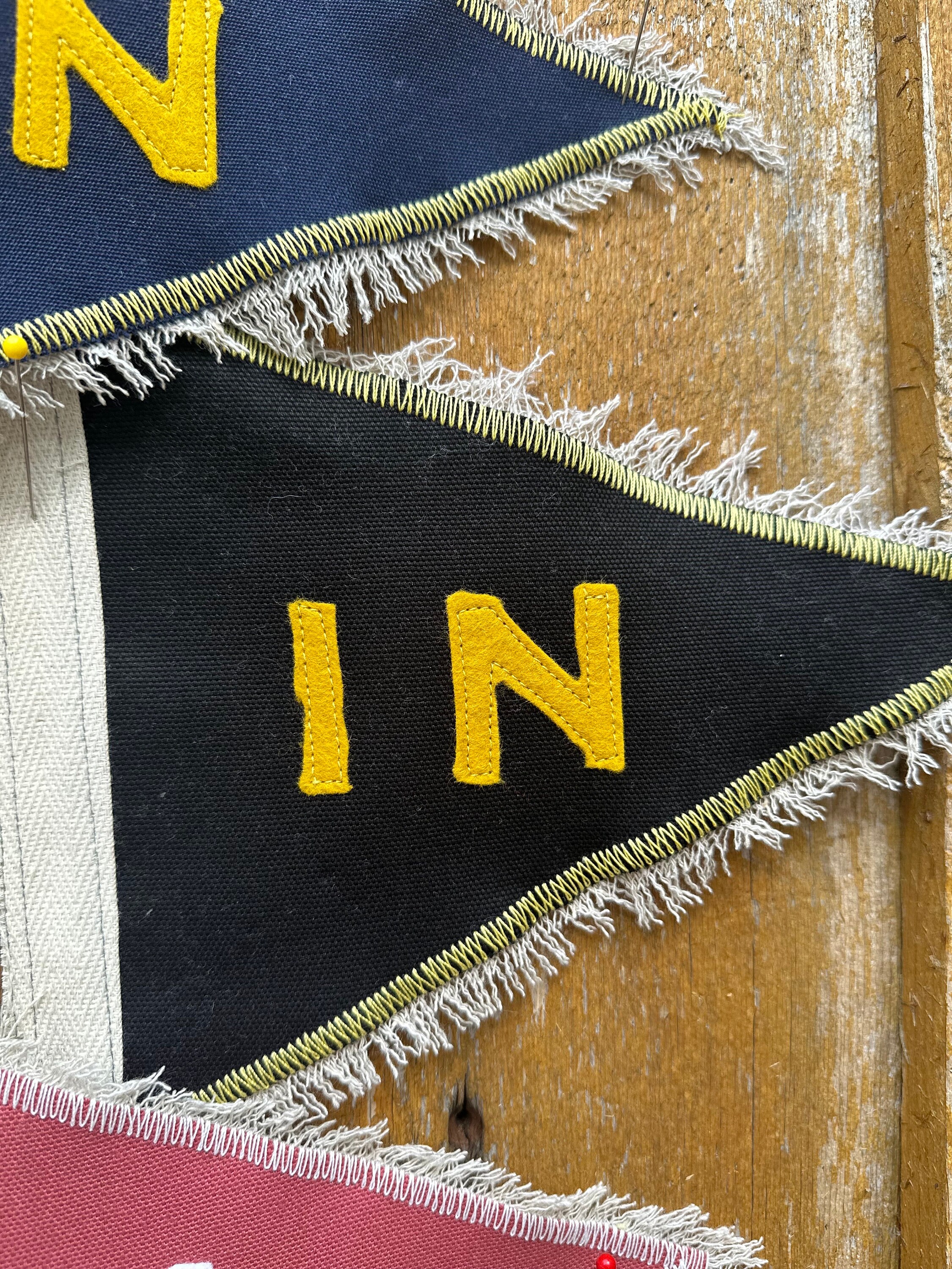 Vintage Inspired Mini Indiana Pennant Flag: Upcycled Canvas - Etsy