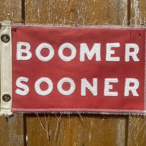 Vintage Inspired Oklahoma University Boomer Sooner Camp Flag Red and ...
