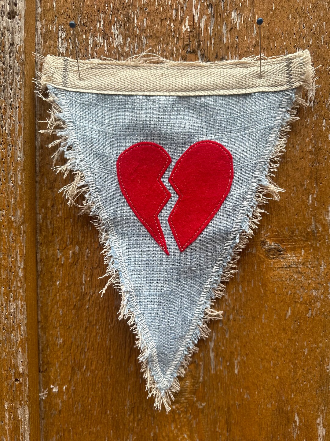 Vintage Inspired Pennant Mini Flag Valentines Red Broken Heart Emoji ...