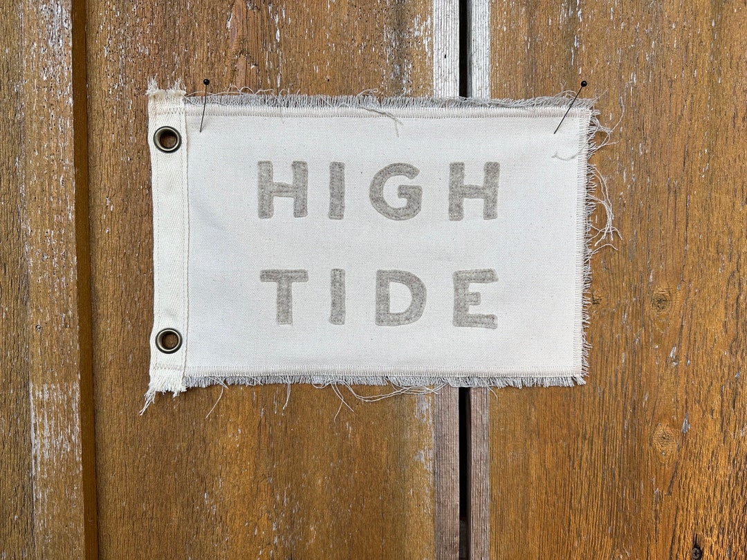 Vintage Inspired Cream Canvas High Tide Camp Flag California Surf ...