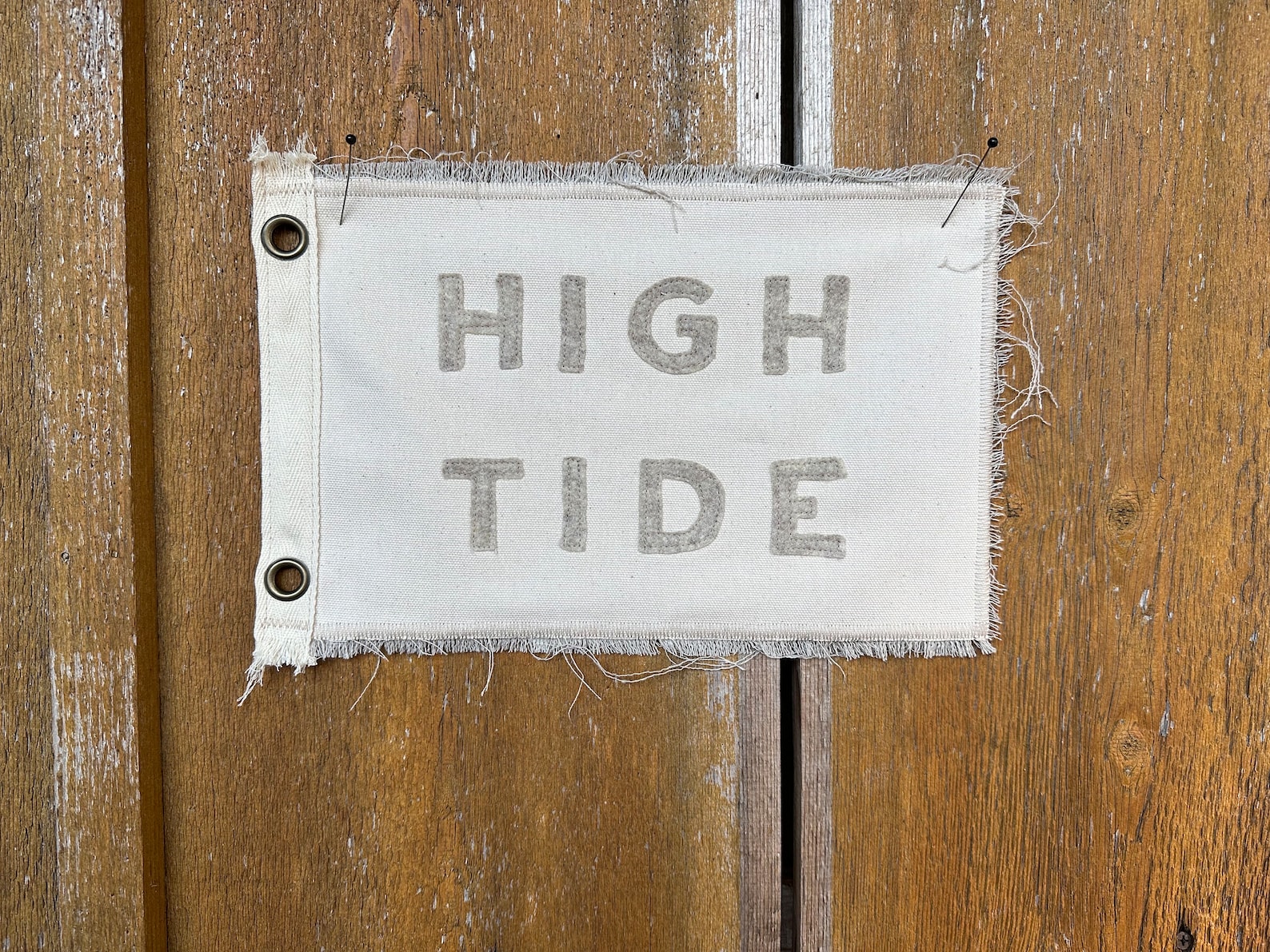 Vintage Inspired Cream Canvas HIGH TIDE Camp Flag California Surf ...
