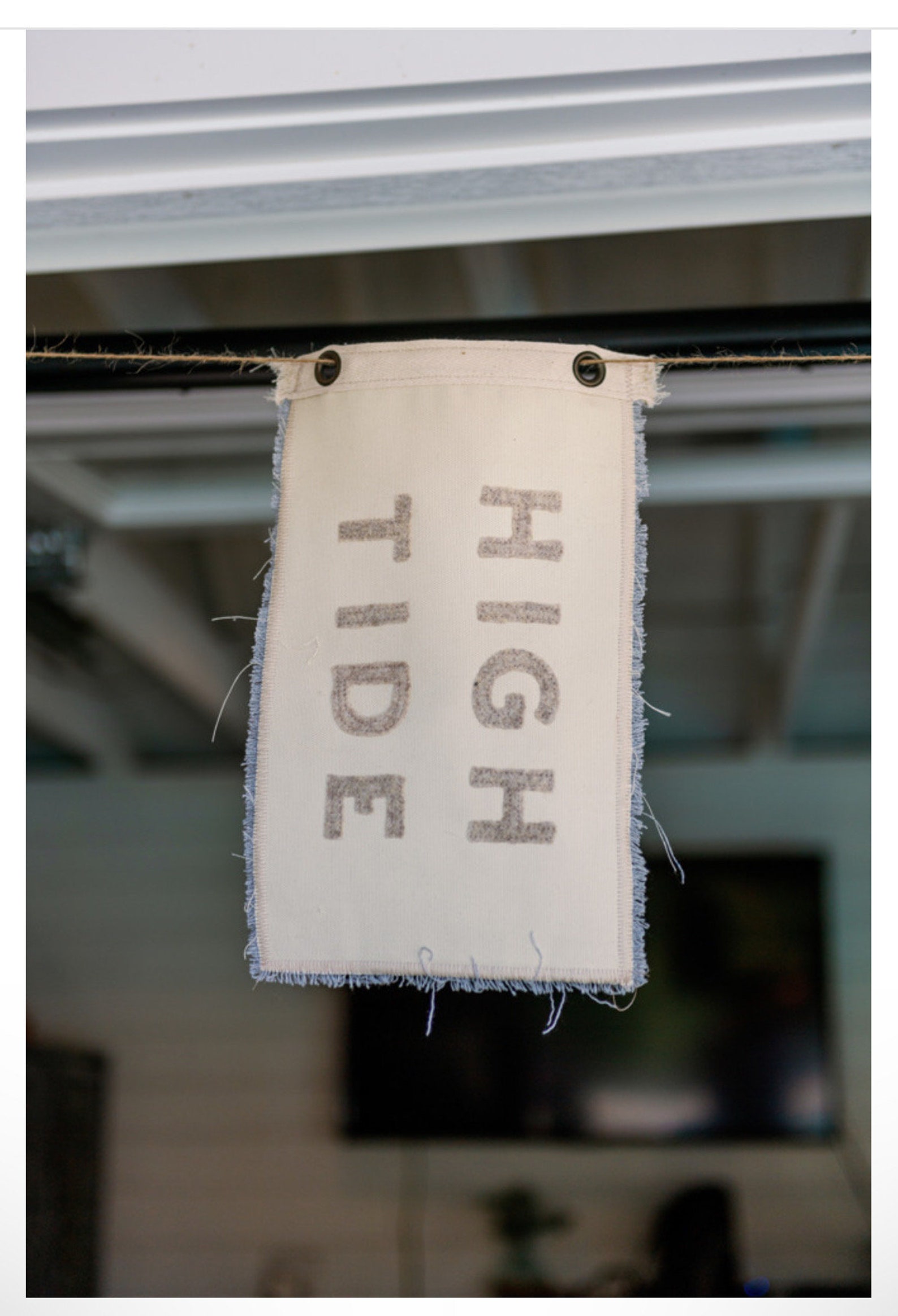 Vintage Inspired Cream Canvas HIGH TIDE Camp Flag California Surf ...