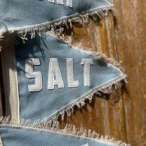 Vintage Inspired Dusty Blue Canvas Pennant: Salt, Surf, Sea, Lake - Etsy