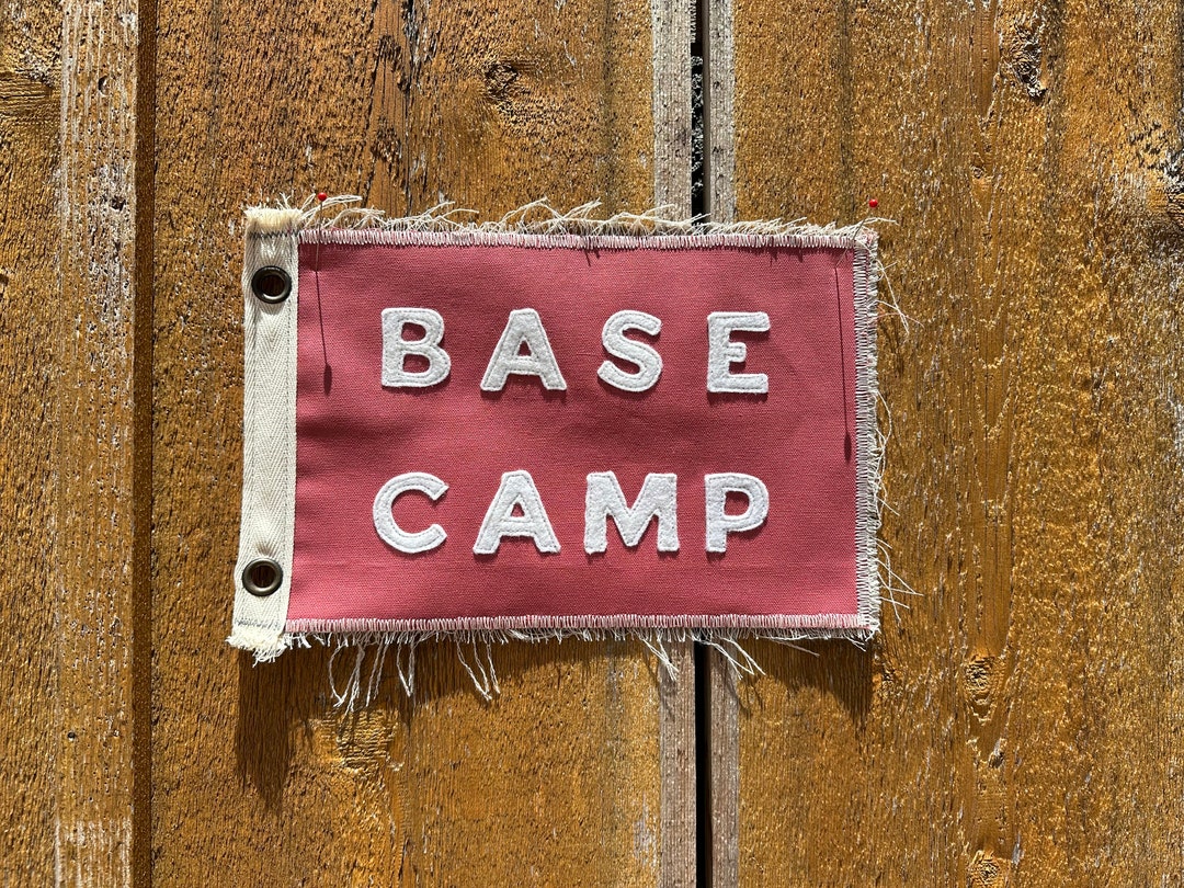 Vintage Inspired BASE CAMP Canvas Banner Camp Flag California Florida ...