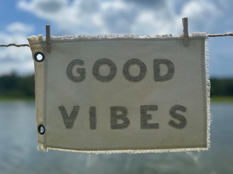Vintage Inspired 'good Vibes' Canvas Camp Flag - Etsy
