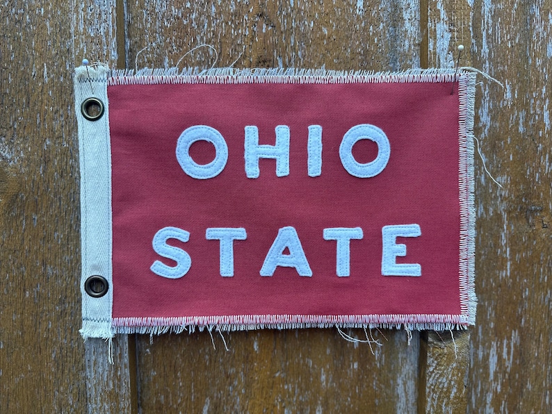 Handmade Ohio State Camp Flag: Vintage Red & White Banner - Etsy