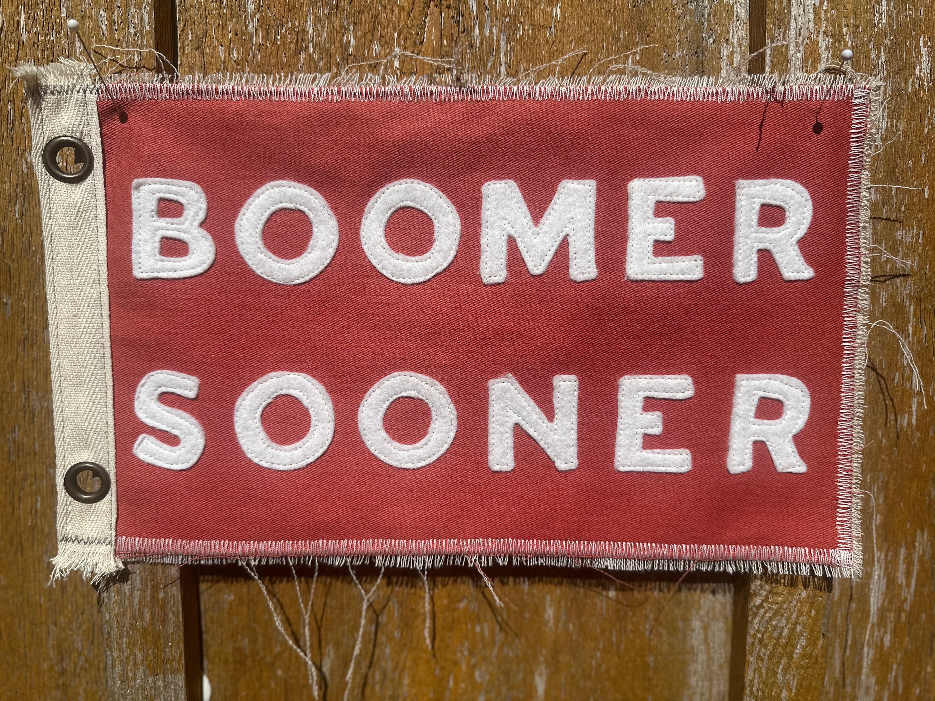Vintage Inspired Oklahoma University Boomer Sooner Camp Flag Red and ...