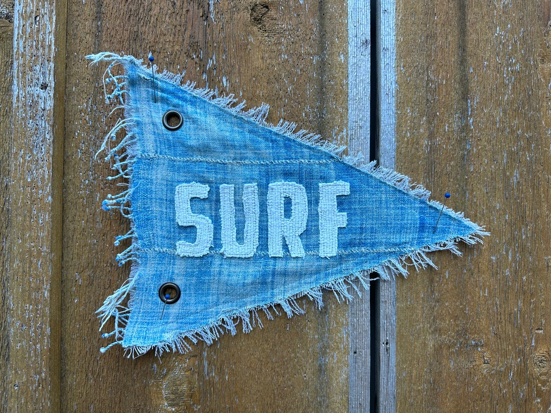 Vintage Inspired Pennant SURF Upcycled Recycled Beach Flag - Etsy