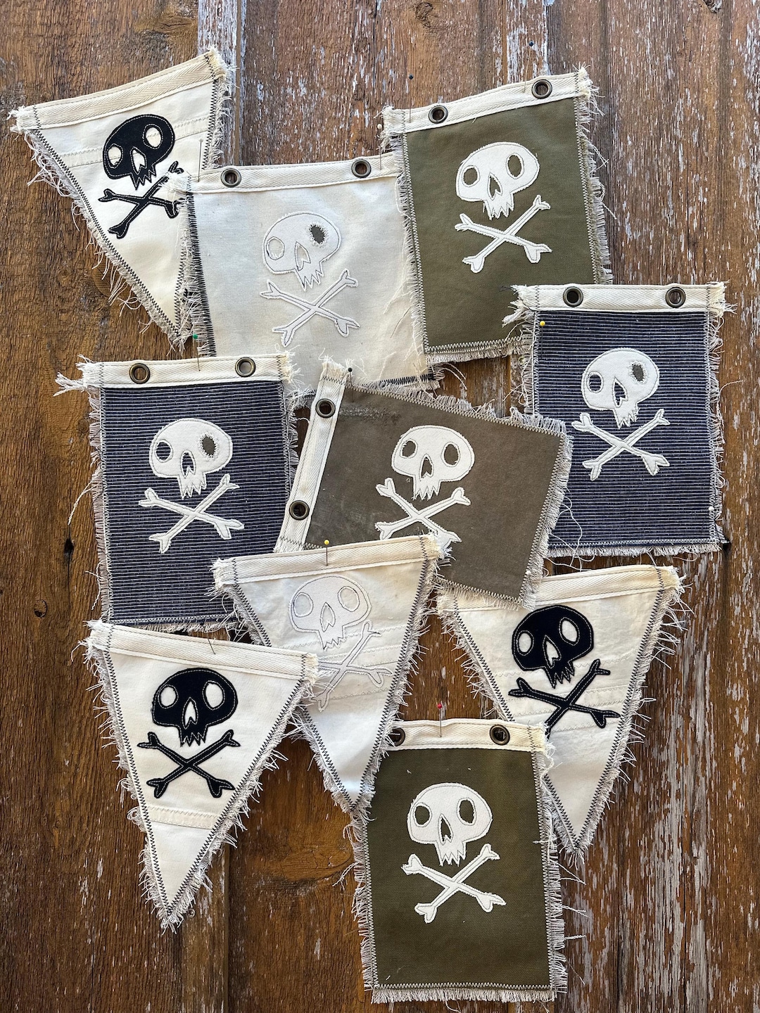 Mini Jolly Roger Camp Flag and Jib Sail Pennant Upcycled Pirate Decor ...