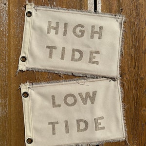 Vintage Inspired Cream Canvas High Tide Camp Flag California Surf ...