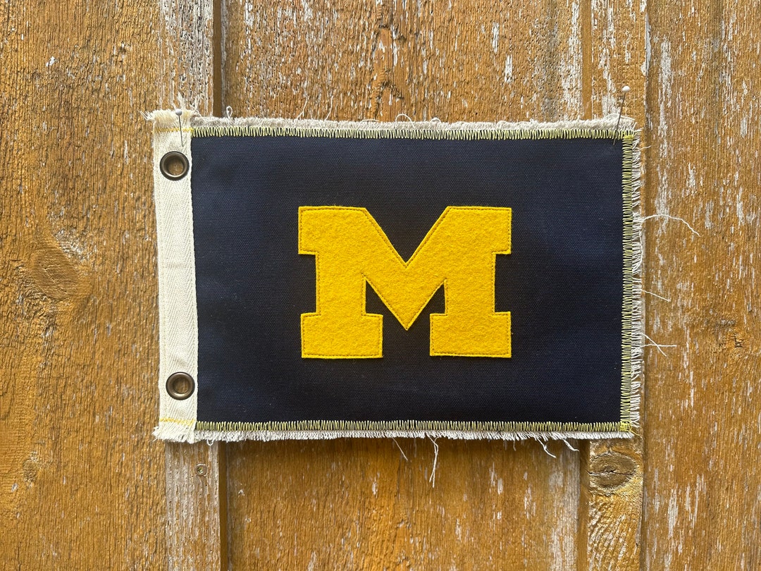 Vintage Inspired Dark Blue Camp Flag Banner University of Michigan Wall ...