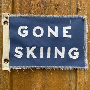 Vintage Inspired 'gone Skiing' Camp Flag - Upcycled Pennant - Etsy