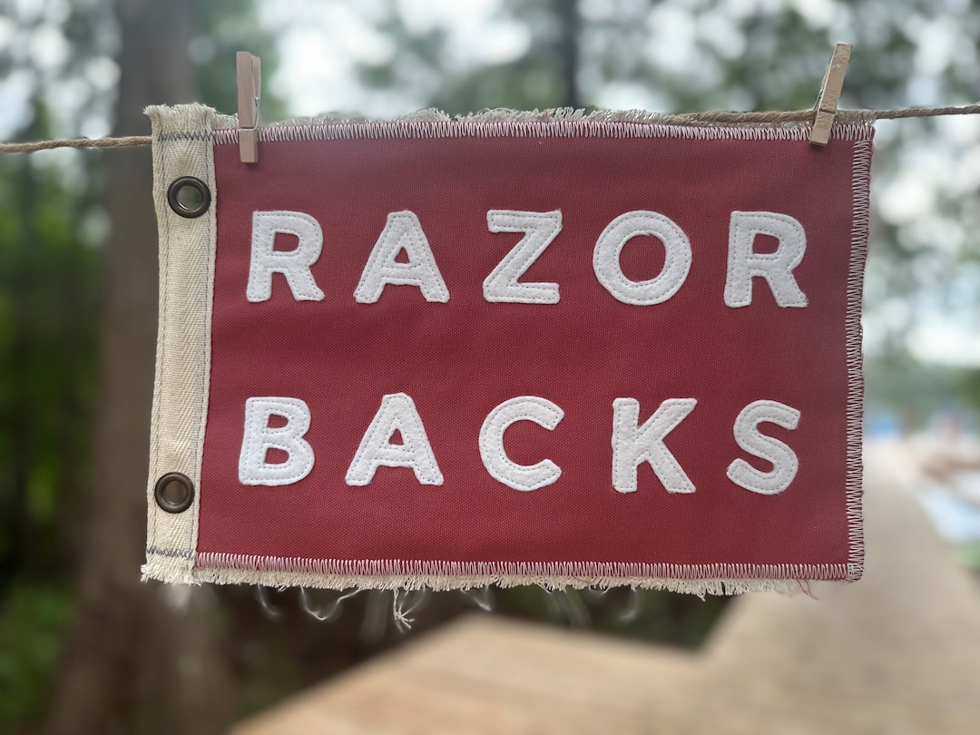 Vintage Inspired University of Arkansas Razor Backs Camp Flag Red and ...