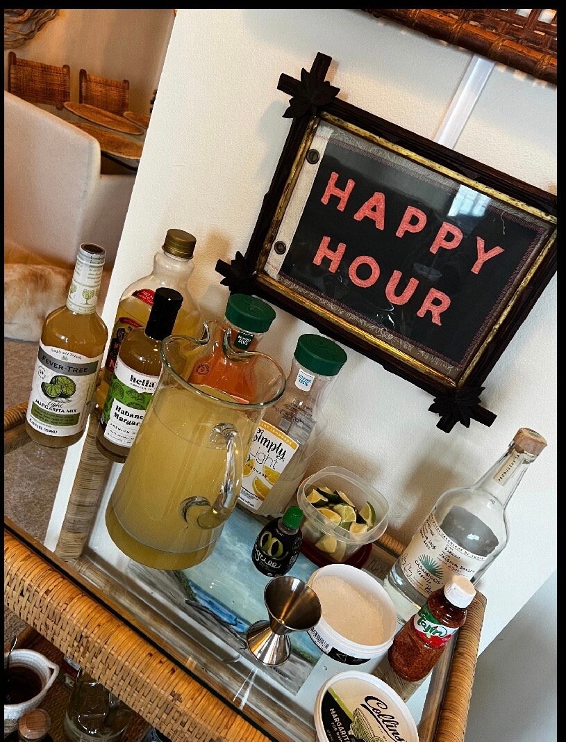 Vintage Inspired Happy Hour Camp Flag: Midnight Blue Canvas Wall Decor ...