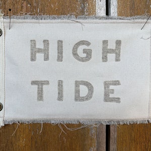 Vintage Inspired Cream Canvas High Tide Camp Flag California Surf ...