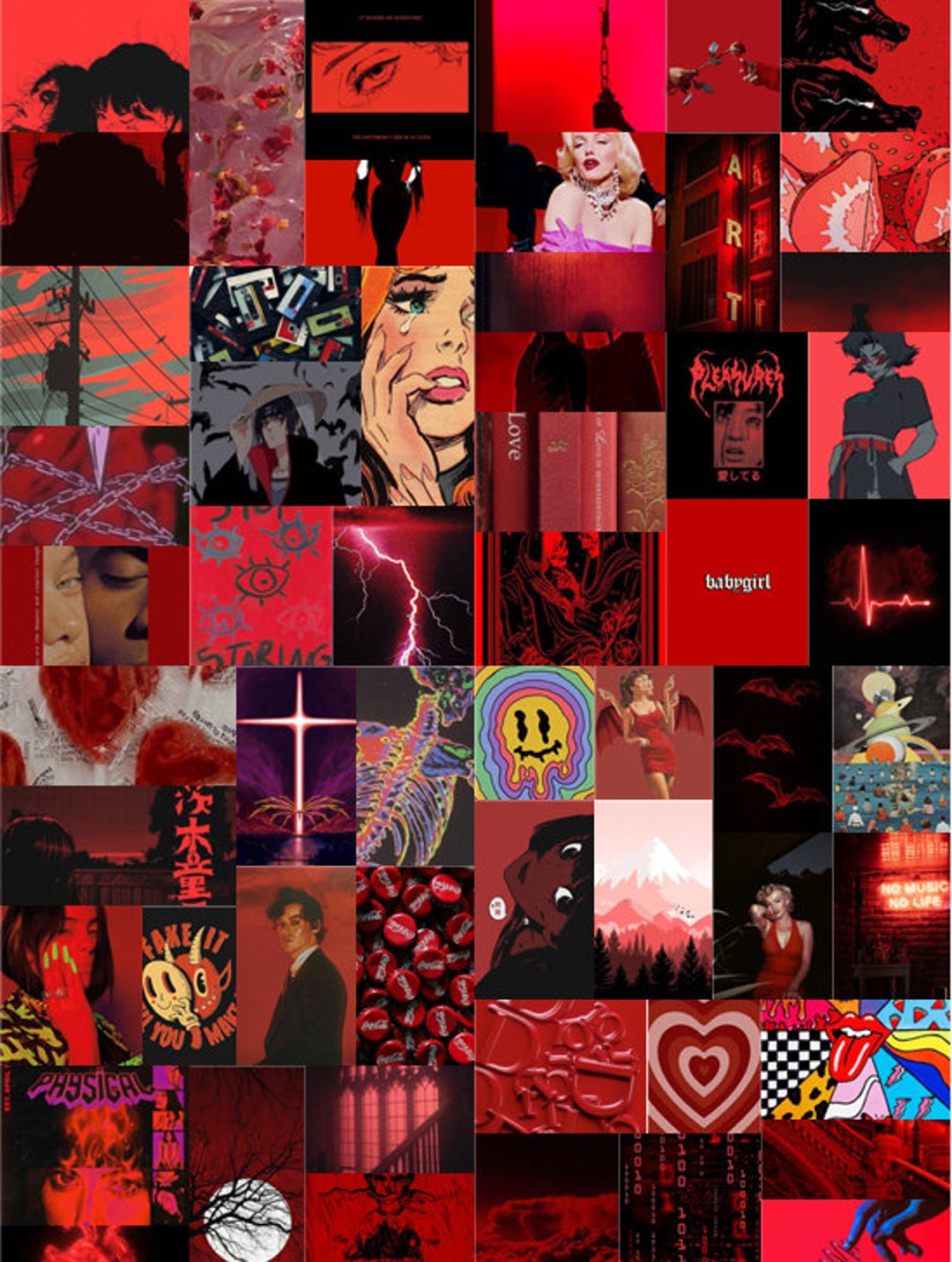 Photo Wall Collage Kit, Love Aesthetic, Red Collage Kit, INSTANT ...