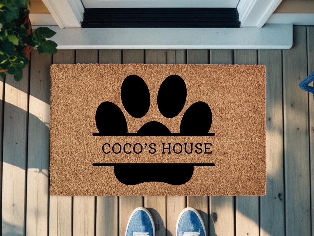 Personalized Dog Name Coir Doormat – Custom Paw Print Welcome Mat for ...