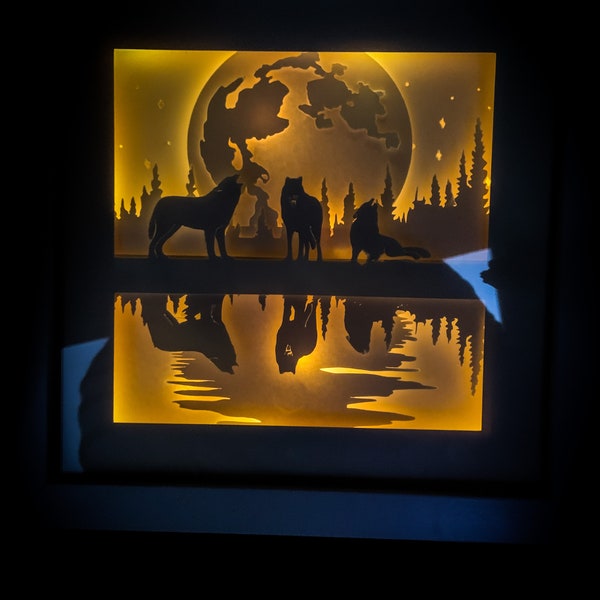 Wolf Shadow Box - Etsy