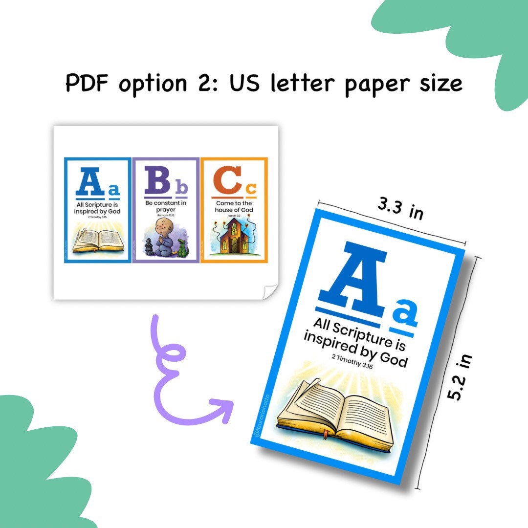 Alphabet Cards With Bible Verses - Illustrated, Printable - Etsy