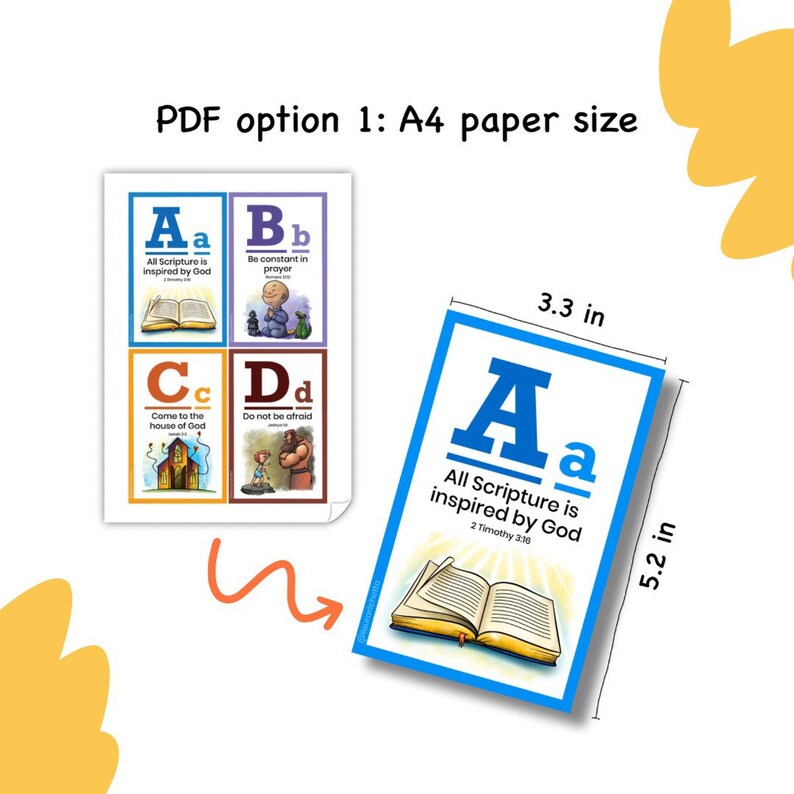 Alphabet Cards With Bible Verses - Illustrated, Printable - Etsy