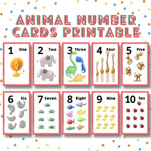 Animal Number Cards Printable - Etsy