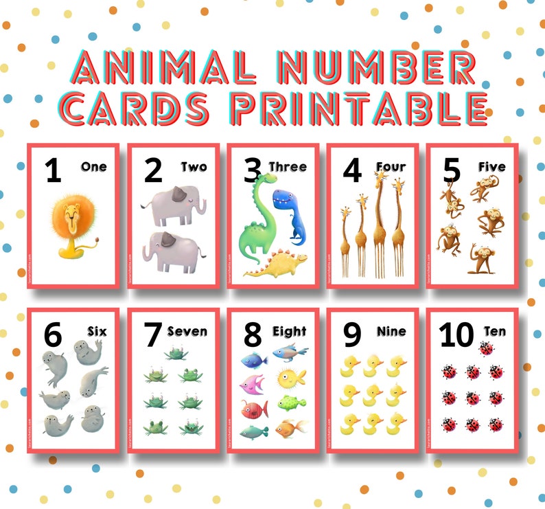 Animal Number Cards Printable - Etsy