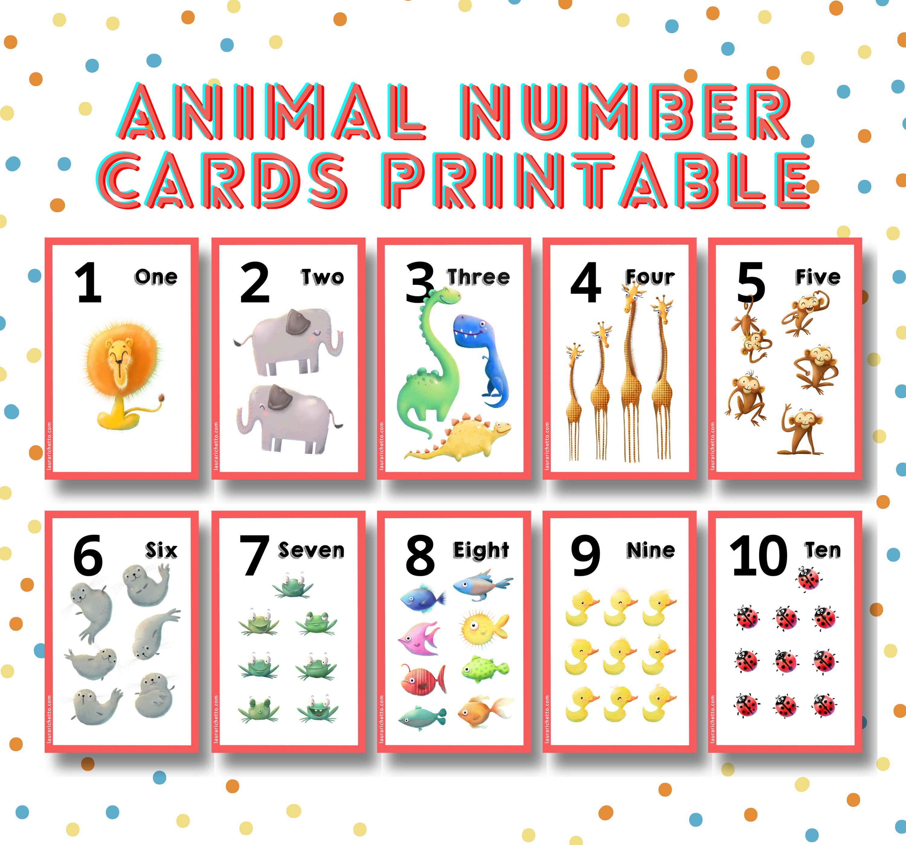Animal Number Cards Printable - Etsy