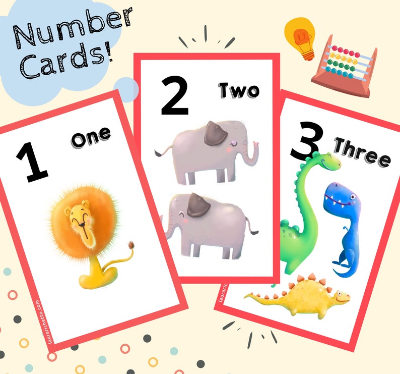Animal Number Cards Printable - Etsy