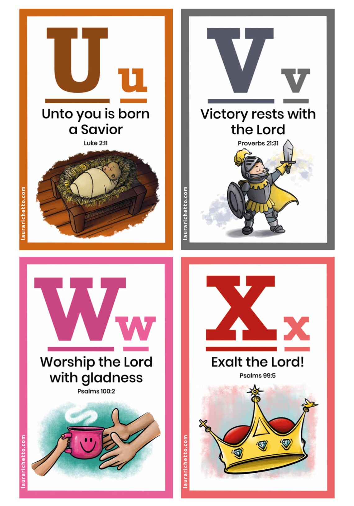 Alphabet Cards With Bible Verses Illustrated Printable - Etsy