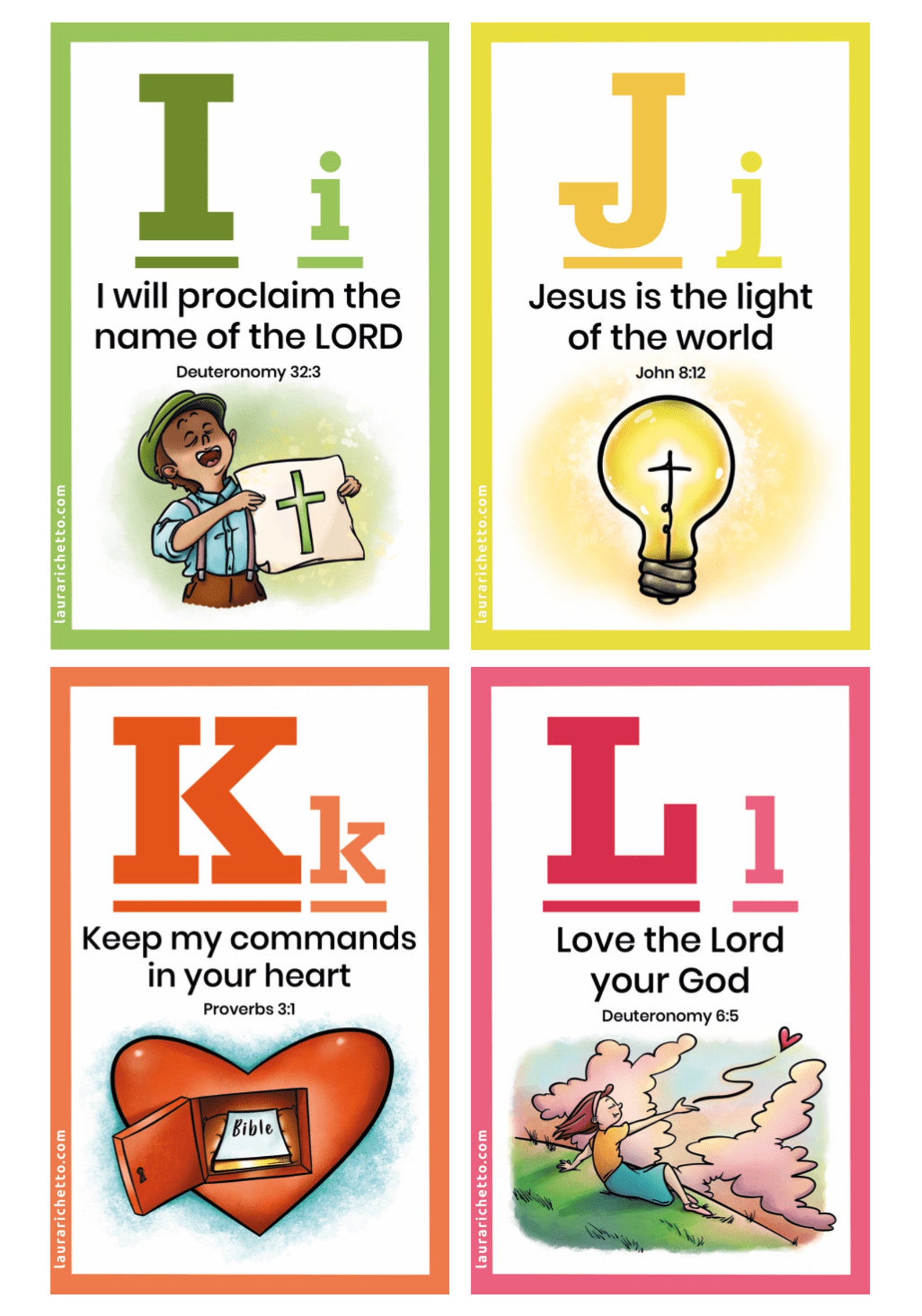 Alphabet Cards With Bible Verses Illustrated Printable - Etsy