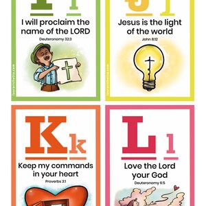 Alphabet Cards With Bible Verses Illustrated Printable - Etsy