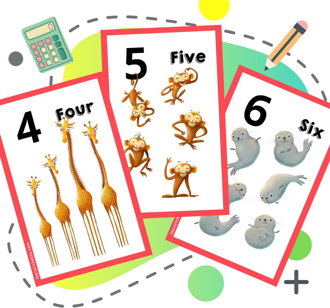 Animal Number Cards Printable - Etsy
