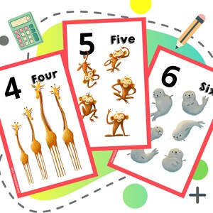 Animal Number Cards Printable - Etsy