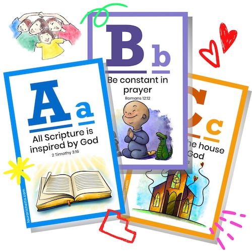 Alphabet Bible Verse Cards Printable ABC Bible Flashcards - Etsy Canada