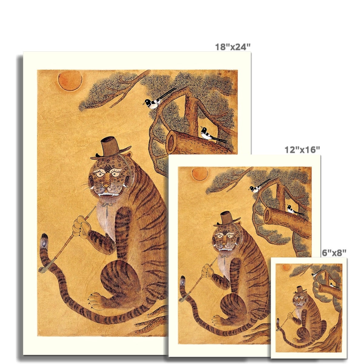 Minhwa Tiger Smoking a Pipe With Magpies Korean Folk Art - Etsy