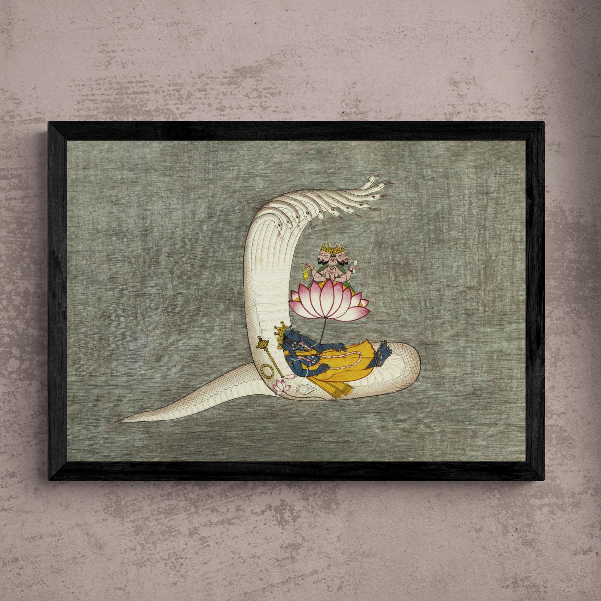 Antique Vishnu, Brahma, Naga, Cosmic Universe Creation Hindu Yoga ...