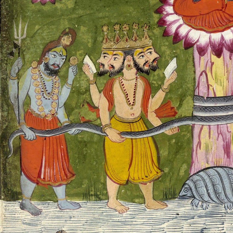 Superb Vishnu Avatar Churning of the Ocean of Immortality | Devas and ...