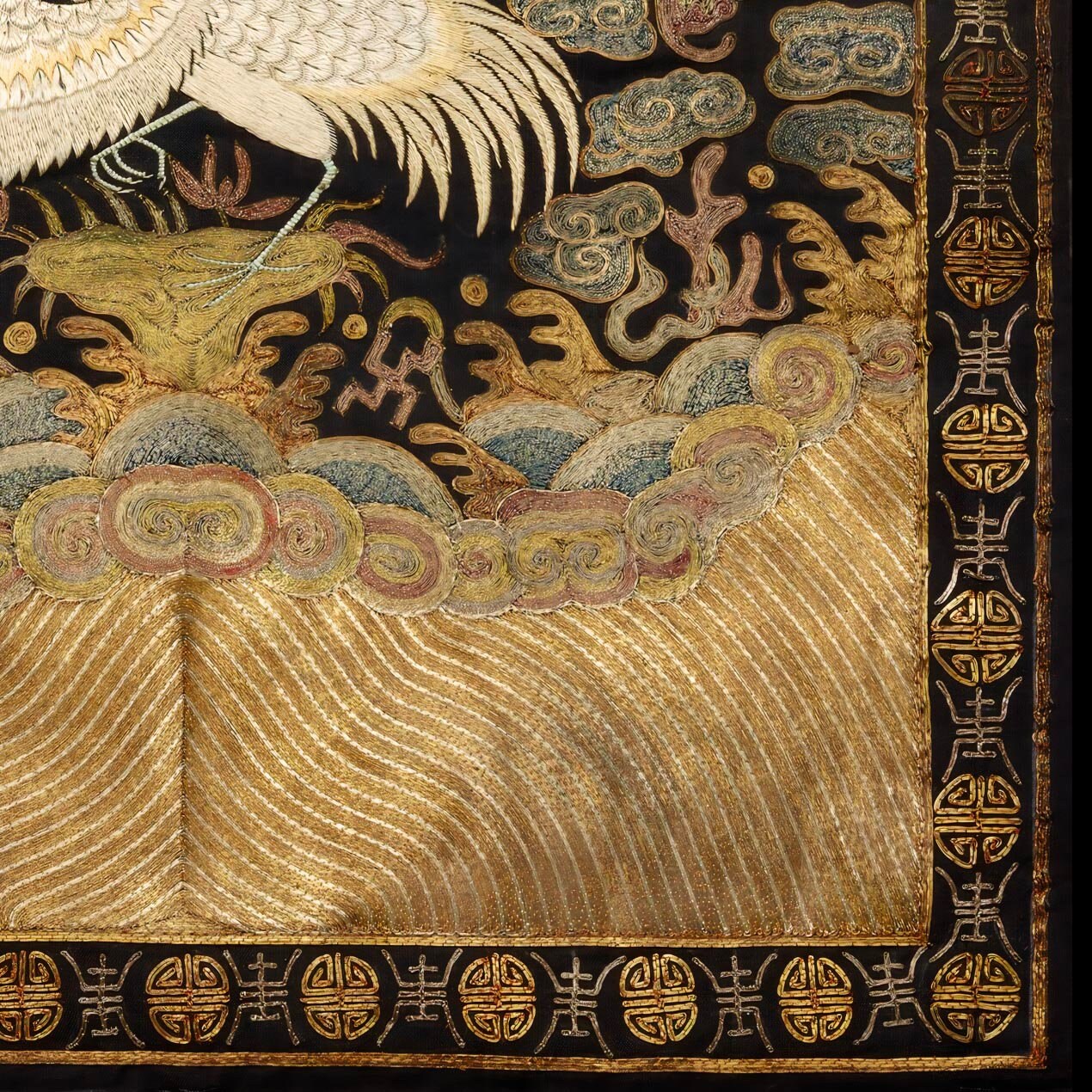 Qing Dynasty, Chinese Silk Embroidery Heron Mandarin Bird Square ...